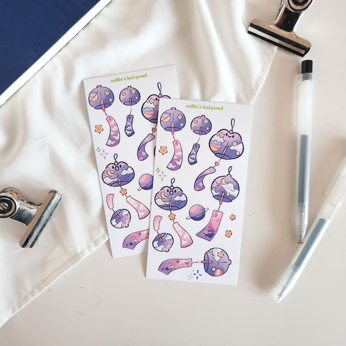 purple wind chime vinyl sticker sheet – Zellie's Koi Pond