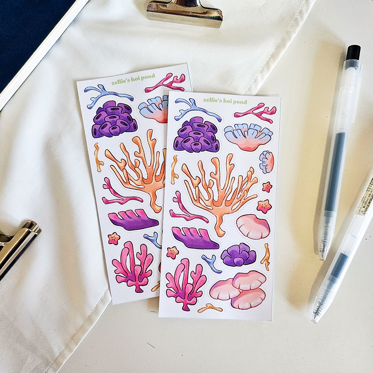 coral vinyl sticker sheet – Zellie's Koi Pond