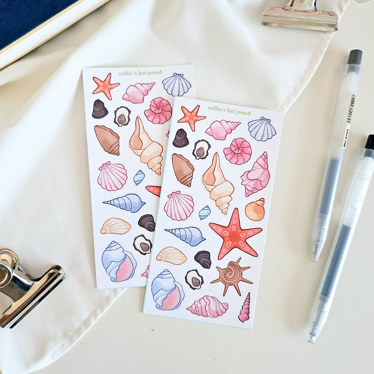 seashell vinyl sticker sheet – Zellie's Koi Pond