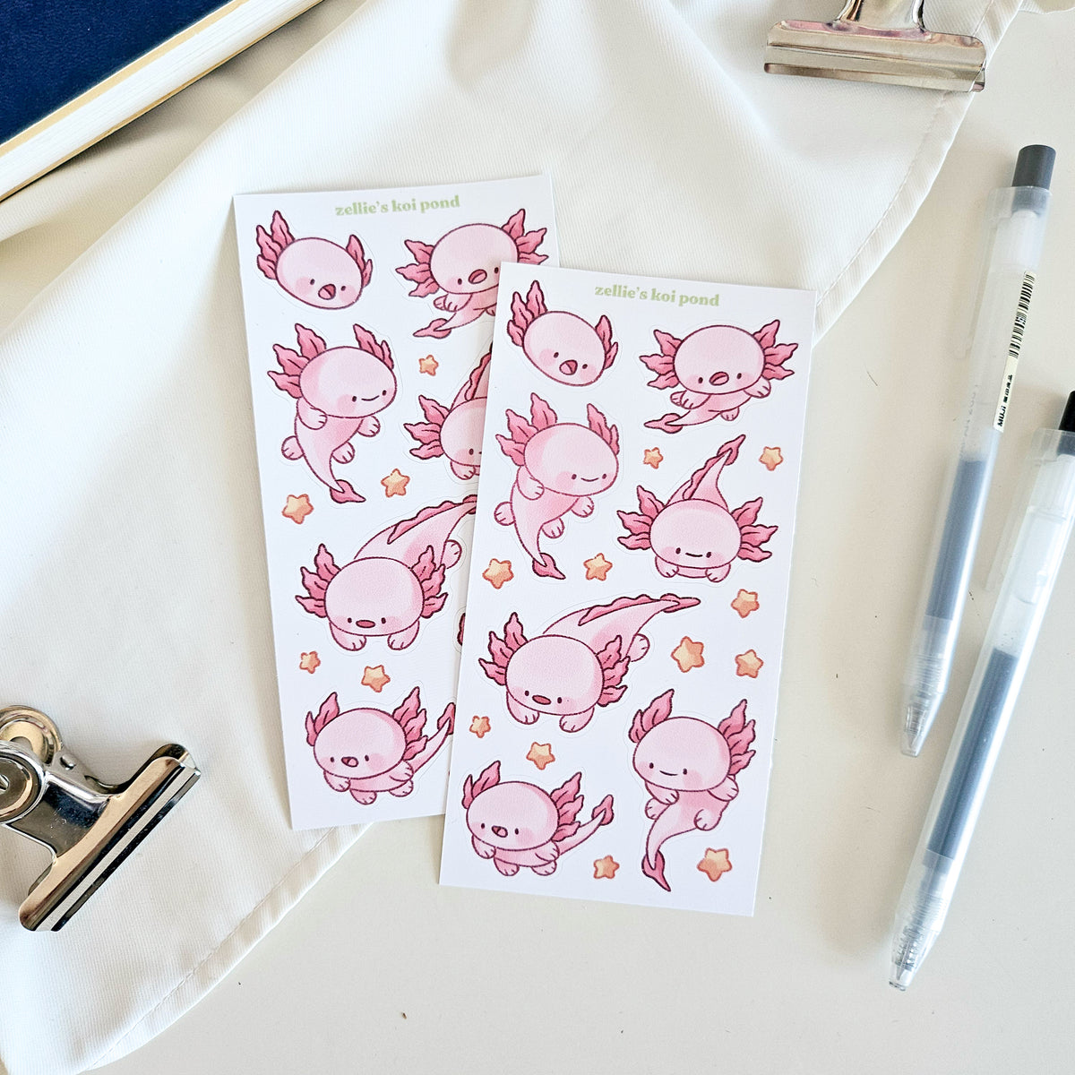 axolotl vinyl sticker sheet – Zellie's Koi Pond