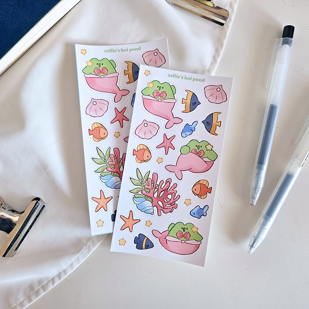 mermaid frog vinyl sticker sheet – Zellie's Koi Pond